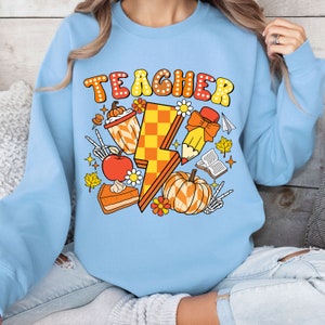 Fall Teacher PNG, Retro Fall Png, Teacher Shirt Sublimation Designs ...
