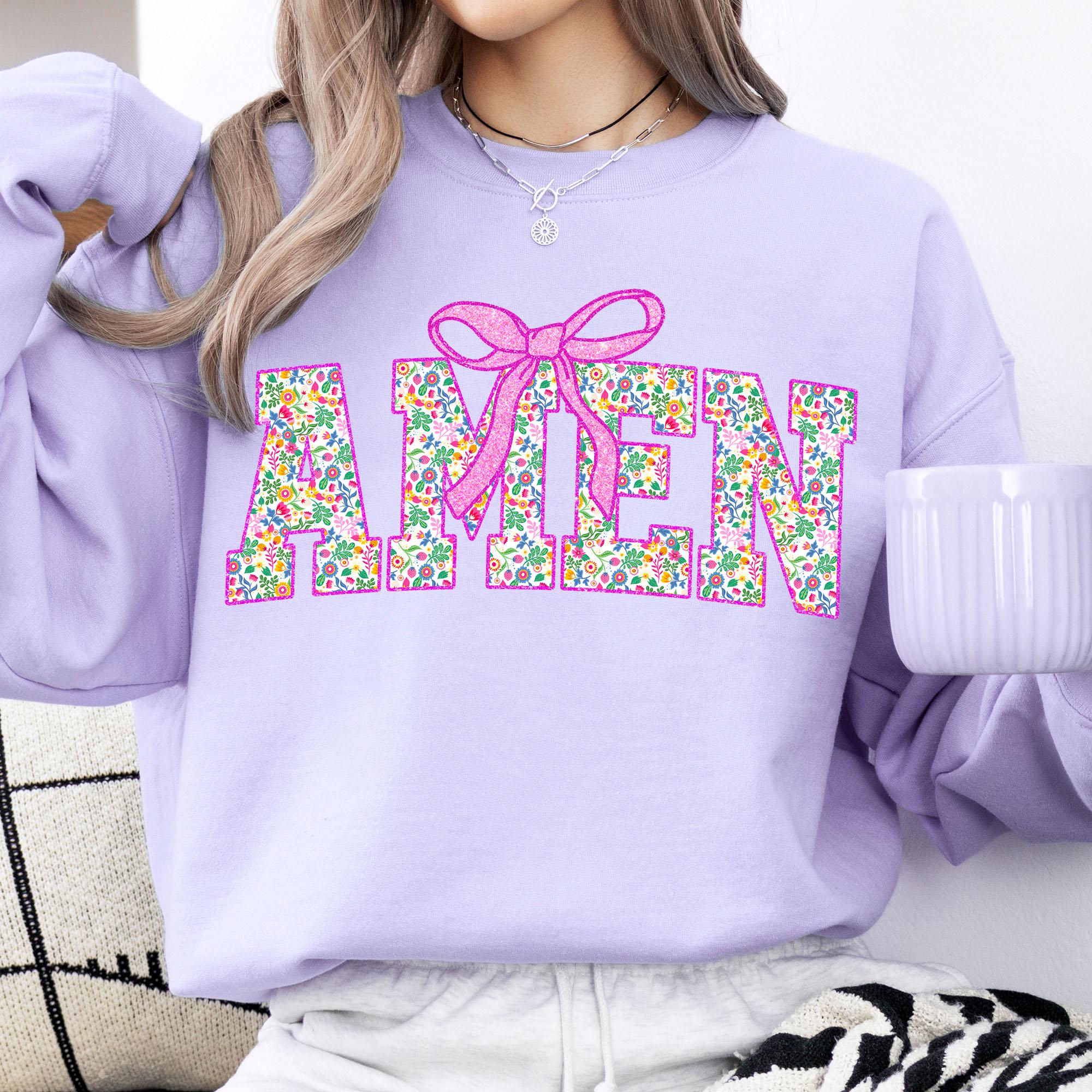 Floral Glitter Amen PNG, Retro Amen Png, Coquette Easter Png, Amen Png ...