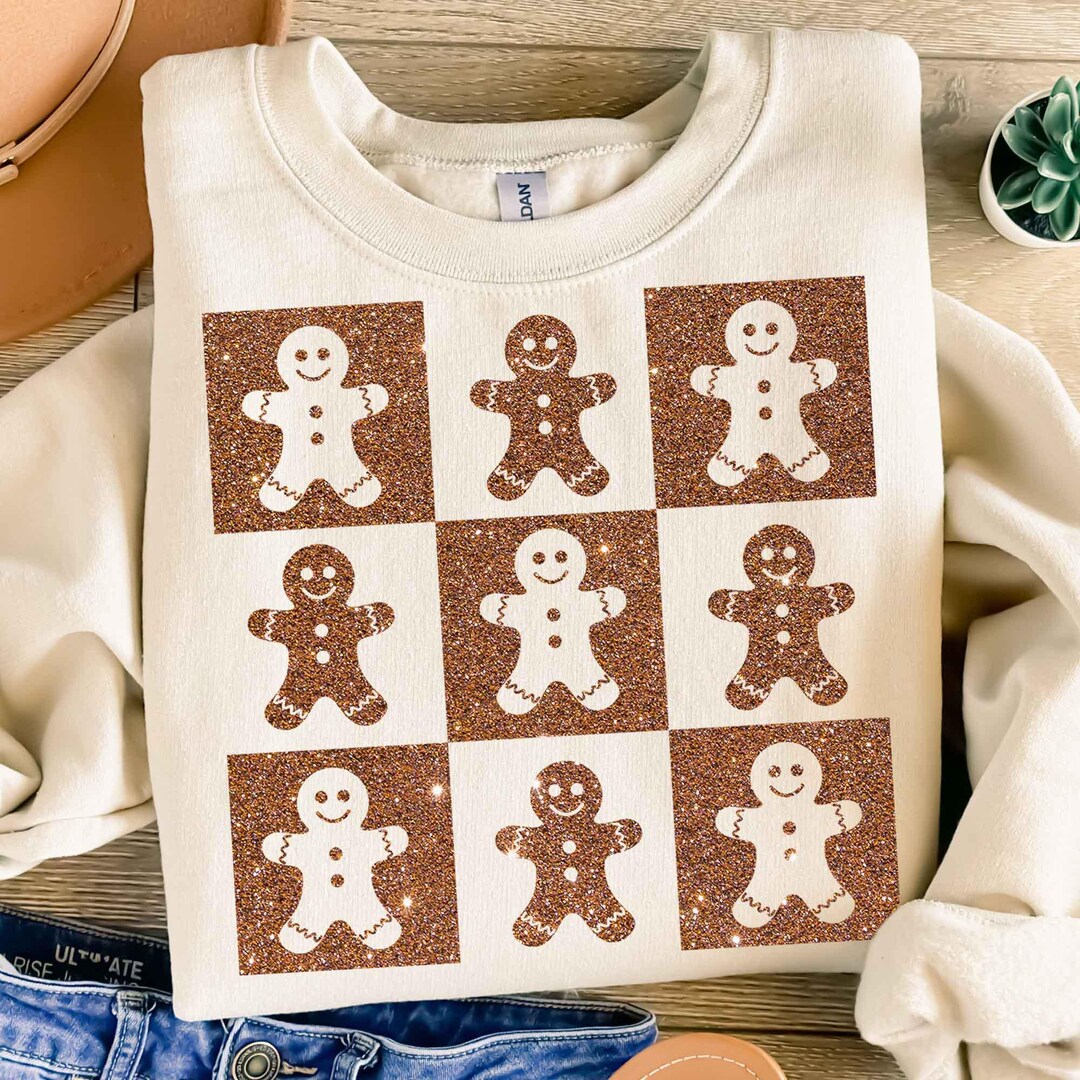 Retro Checkered Gingerbread Man PNG, Glitter Christmas PNG, Christmas ...