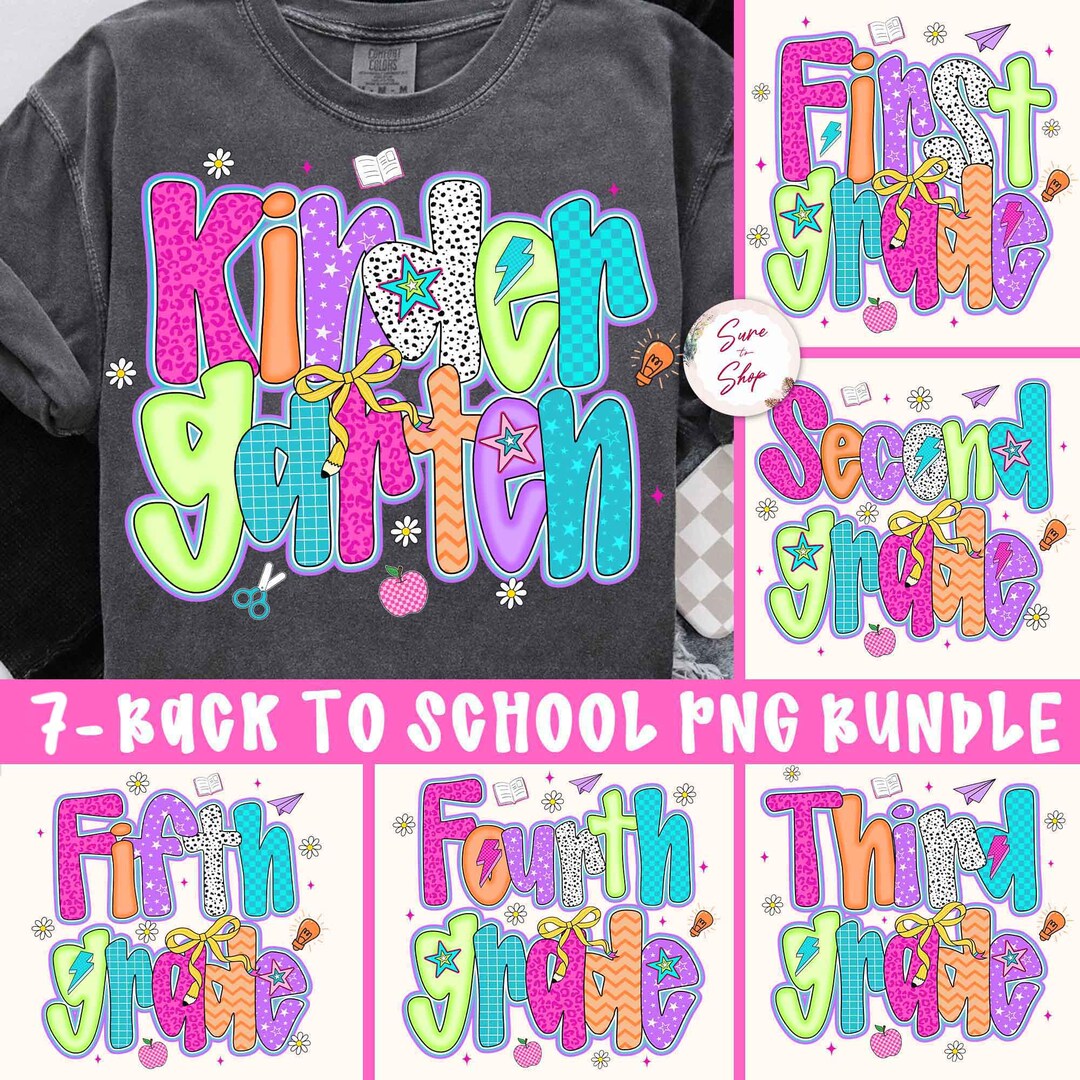Preppy Back to School Bundle PNG, Preppy Teacher First Day of School ...