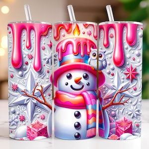 3D Christmas Snowman Tumbler Wrap 20oz Skinny Tumbler Sublimation ...