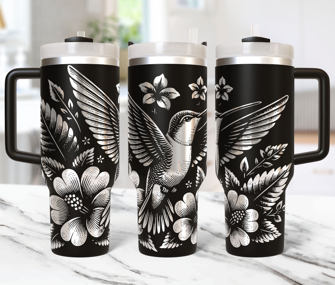 Hummingbird Tumbler Wrap Laser Svg, 40oz Laser Engraved Tumbler Wrap ...