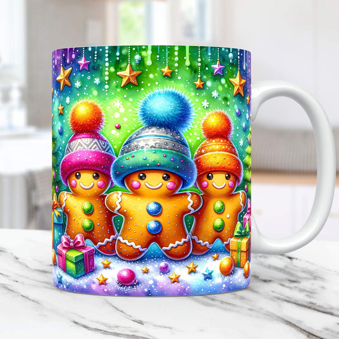 Cute Gingerbread Christmas Mug Wrap Gingerbread Mug Wrap Sublimation ...