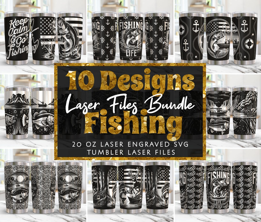 Fishing Tumbler Wrap Laser File Svg Bundle 20oz Tumbler Laser Engraved ...