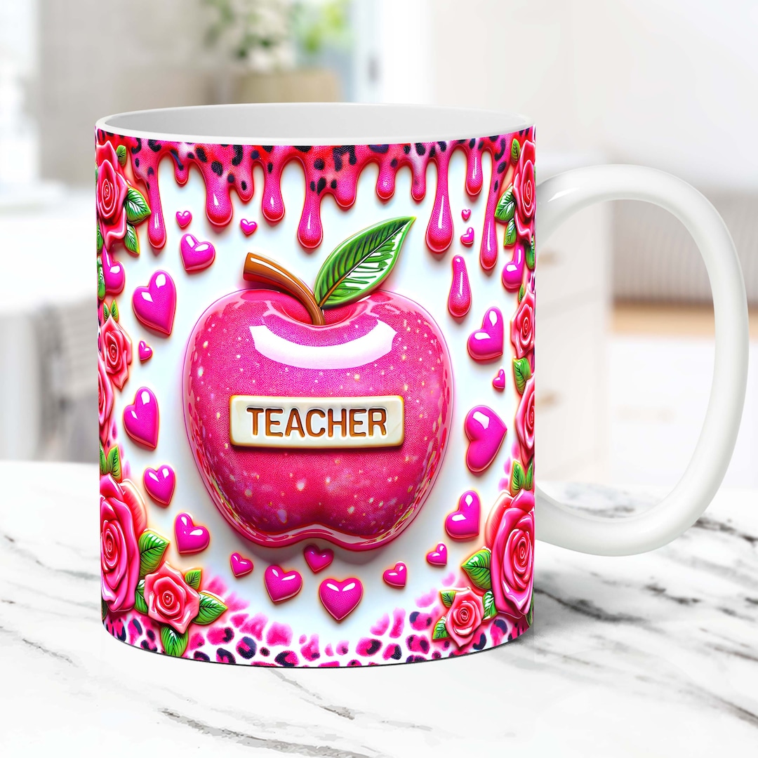 3D Teacher Mug Wrap Teacher Life Mug Press Design Inflated Teacher Mug ...