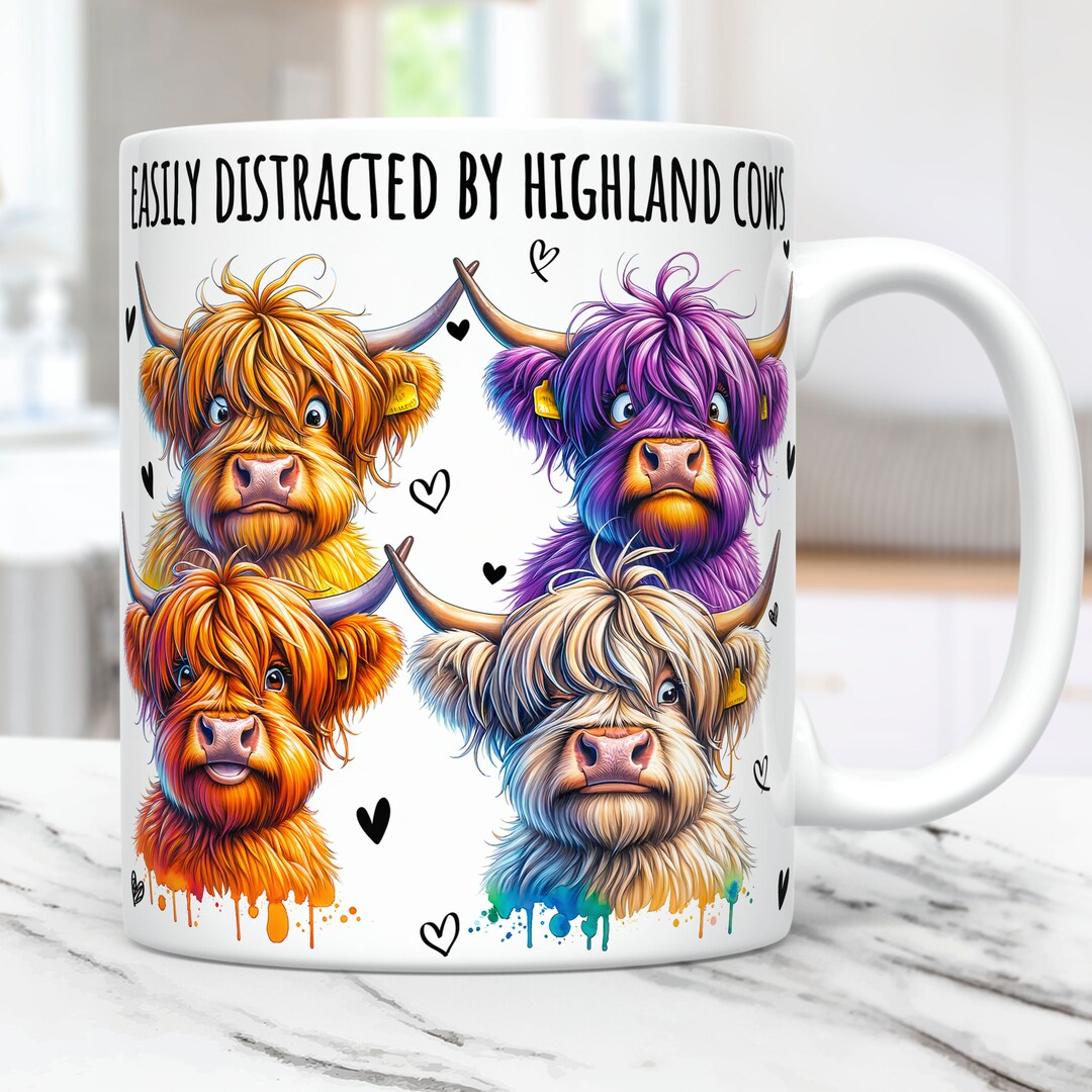 Funny Highland Cow Mug Wrap Sublimation Design 11 Oz and 15 Oz Highland ...