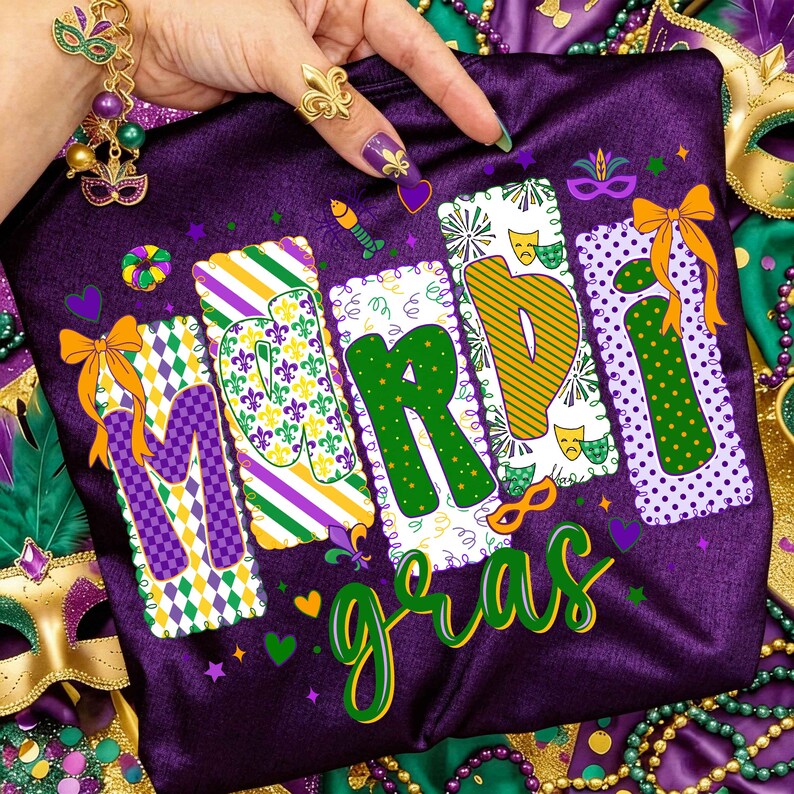 Mardi Gras PNG Bundle, Preppy Mardi Gras Bundle Png, Fleur De Lis ...