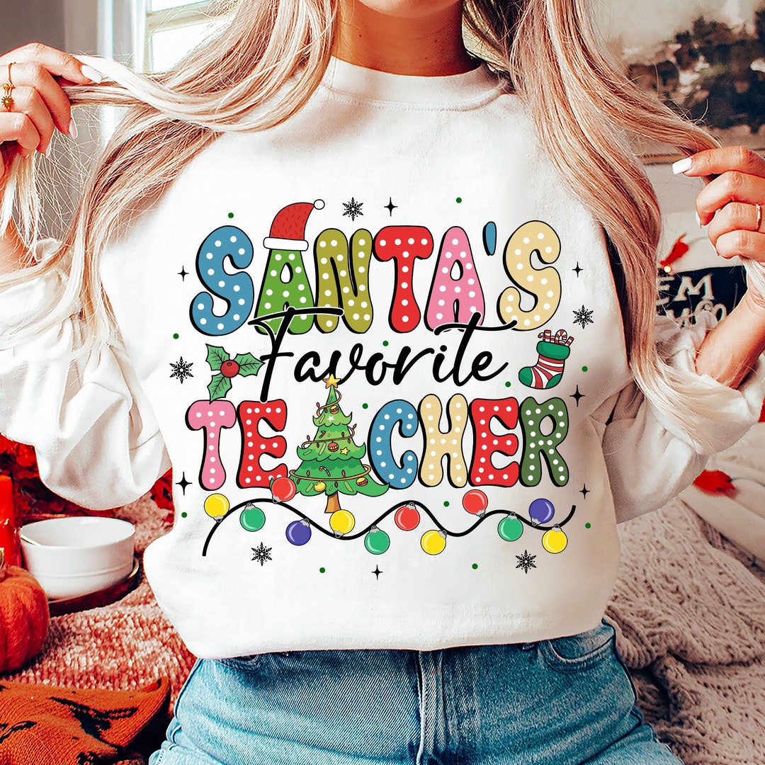 Teacher Christmas PNG, Santa's Favorite Teacher Png, Merry Christmas ...