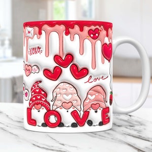 3D Inflated Gnome Valentine Mug Wrap Gnome Love Mug Wrap PNG ...