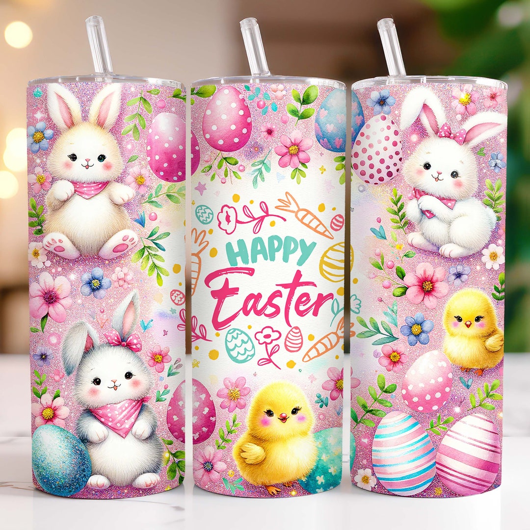 Happy Easter Tumbler Wrap, 20 Oz Tumbler Sublimation Design Easter Egg ...