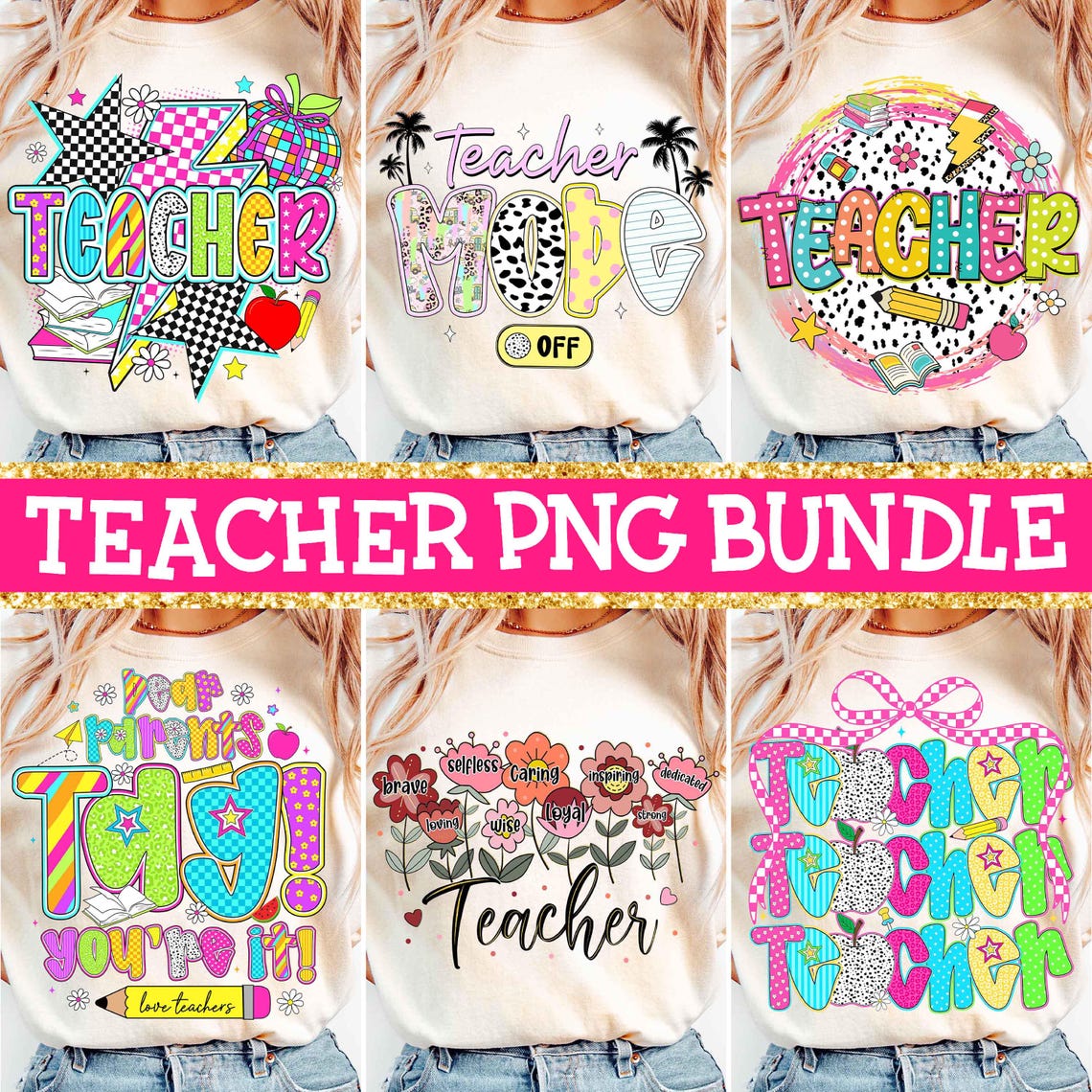 Preppy Teacher Png Bundle, Teacher Coquette Png, Teacher Appreciation ...
