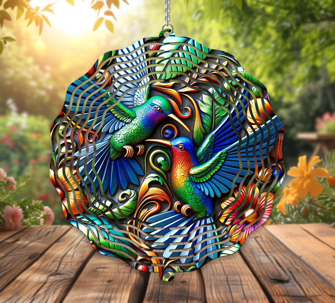 Hummingbird Wind Spinner Sublimation Designs Sunflowers 3D Metal Wind ...