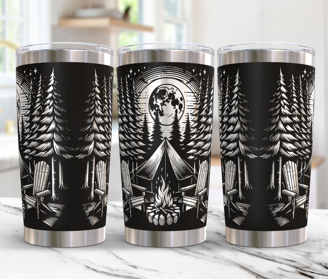 Camping Tumbler Wrap Laser Svg, 20oz Laser Engraved Tumbler Wrap ...