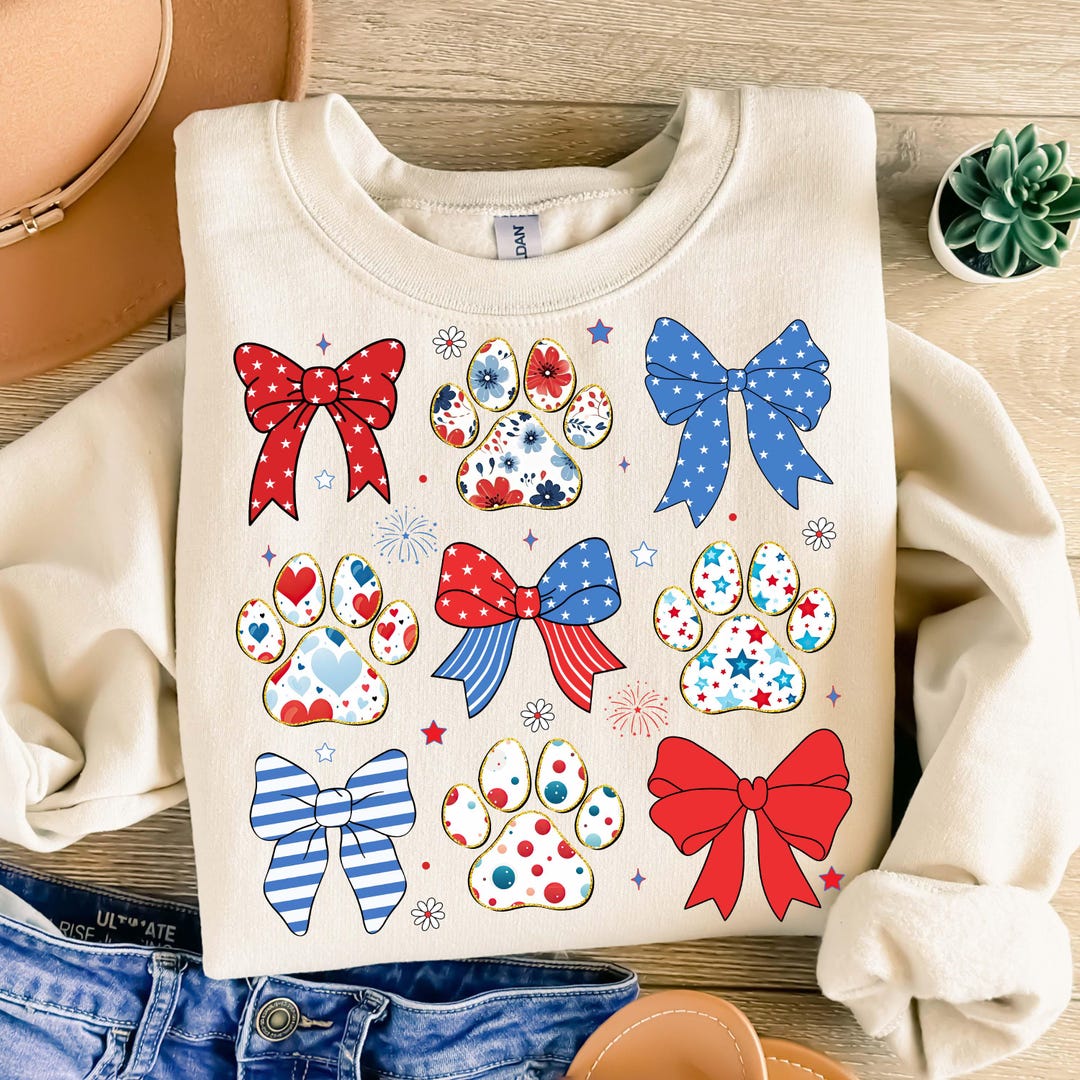 Coquette Dog 4th of July Png, Dog Mom Png, Patriotic Png, Dog Paw Print ...