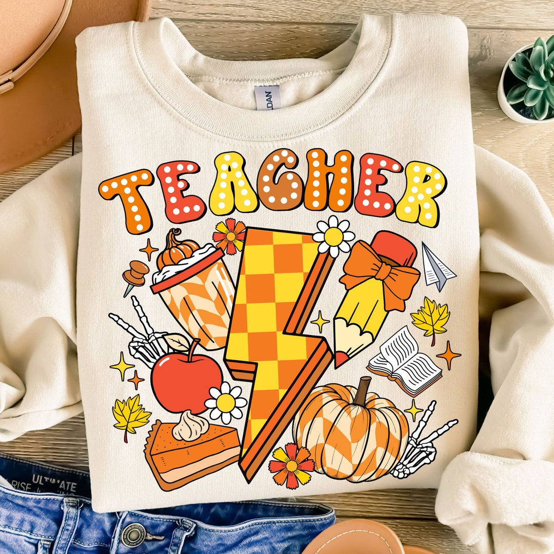 Fall Teacher PNG, Retro Fall Png, Teacher Shirt Sublimation Designs ...