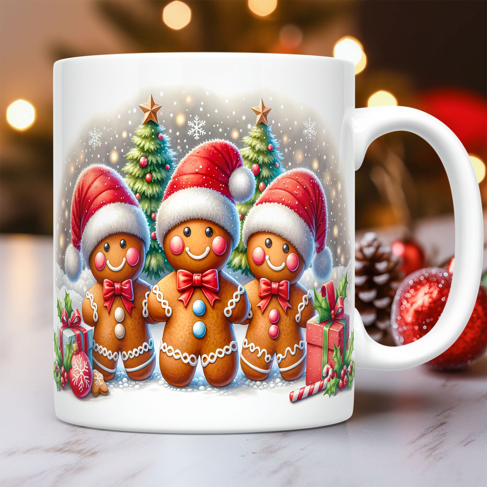 Cute Gingerbread Christmas Mug Wrap, Gingerbread Mug Wrap Sublimation ...