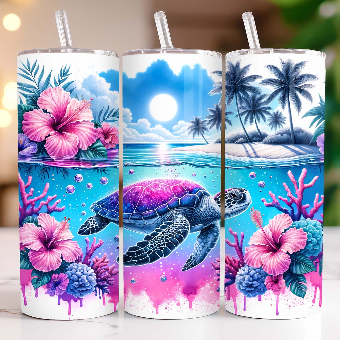 Sea Turtle Tumbler Wrap 20 Oz Skinny Summer Tumbler PNG Sublimation ...
