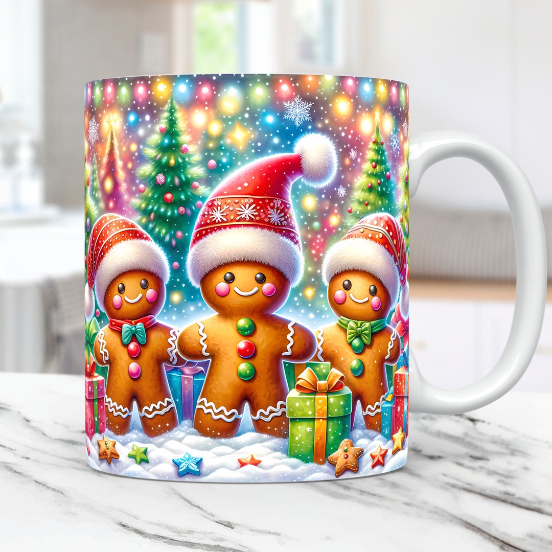 Cute Gingerbread Christmas Mug Wrap Gingerbread Mug Wrap Sublimation ...
