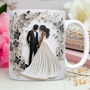 3D Wedding Couple Mug Wrap Bundle, Floral Mug Wrap Template, Mug ...