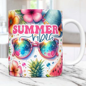 Summer Mug Wrap Bundle, Summer Vibes 11oz & 15oz Mug Template, Mug ...