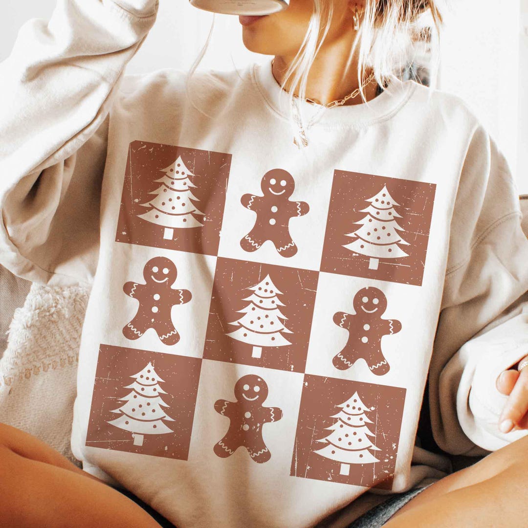 Retro Checkered Gingerbread Man PNG, Christmas Tree Checkered PNG ...