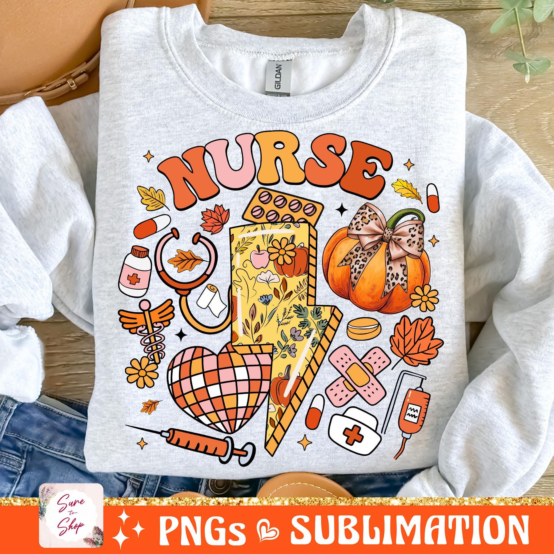 Fall Nurse Png, Nursing Png, Nurse Pumpkins Png, Retro Nurse Png, Nurse ...