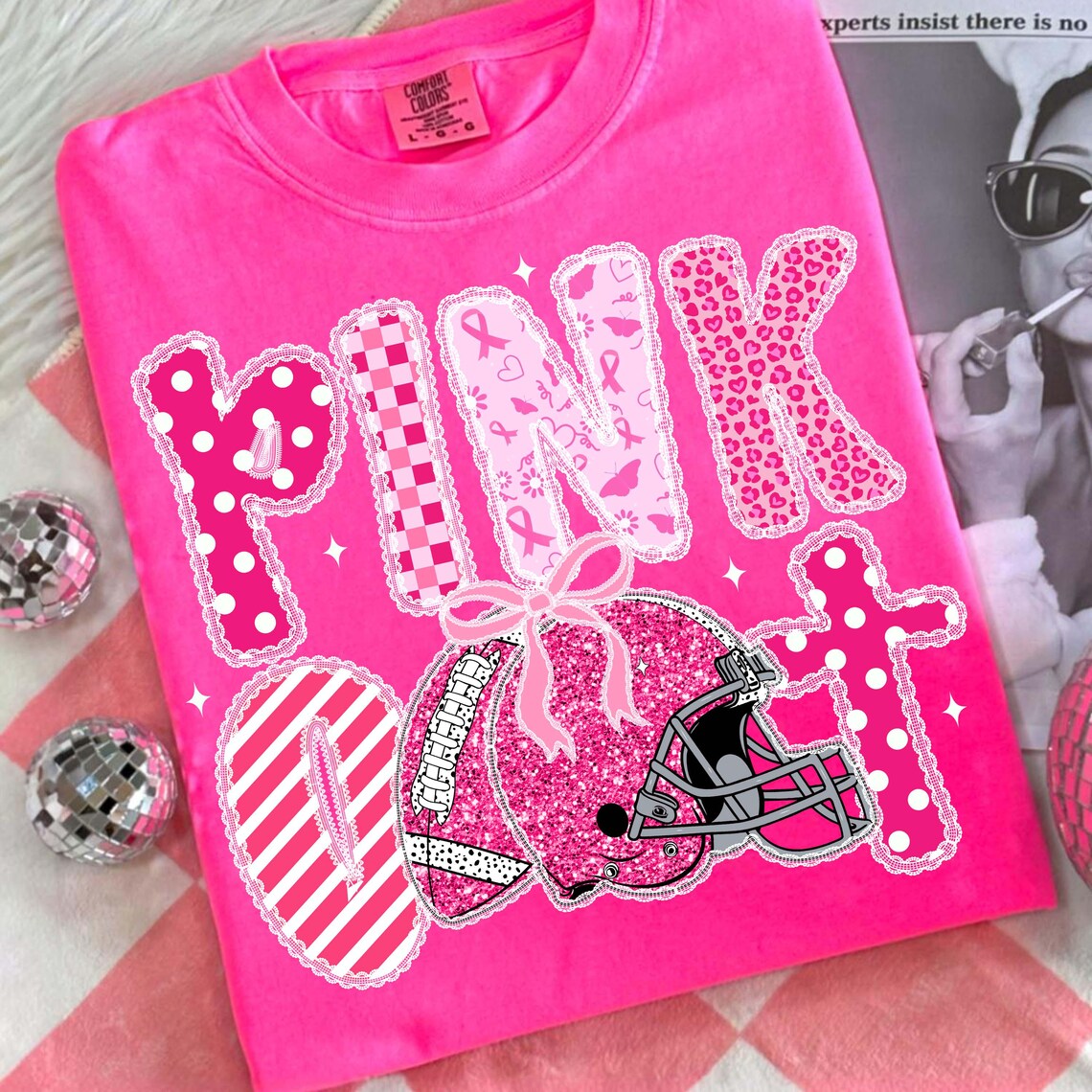 Preppy Breast Cancer Png Bundle, in October We Wear Pink Png, Breast ...