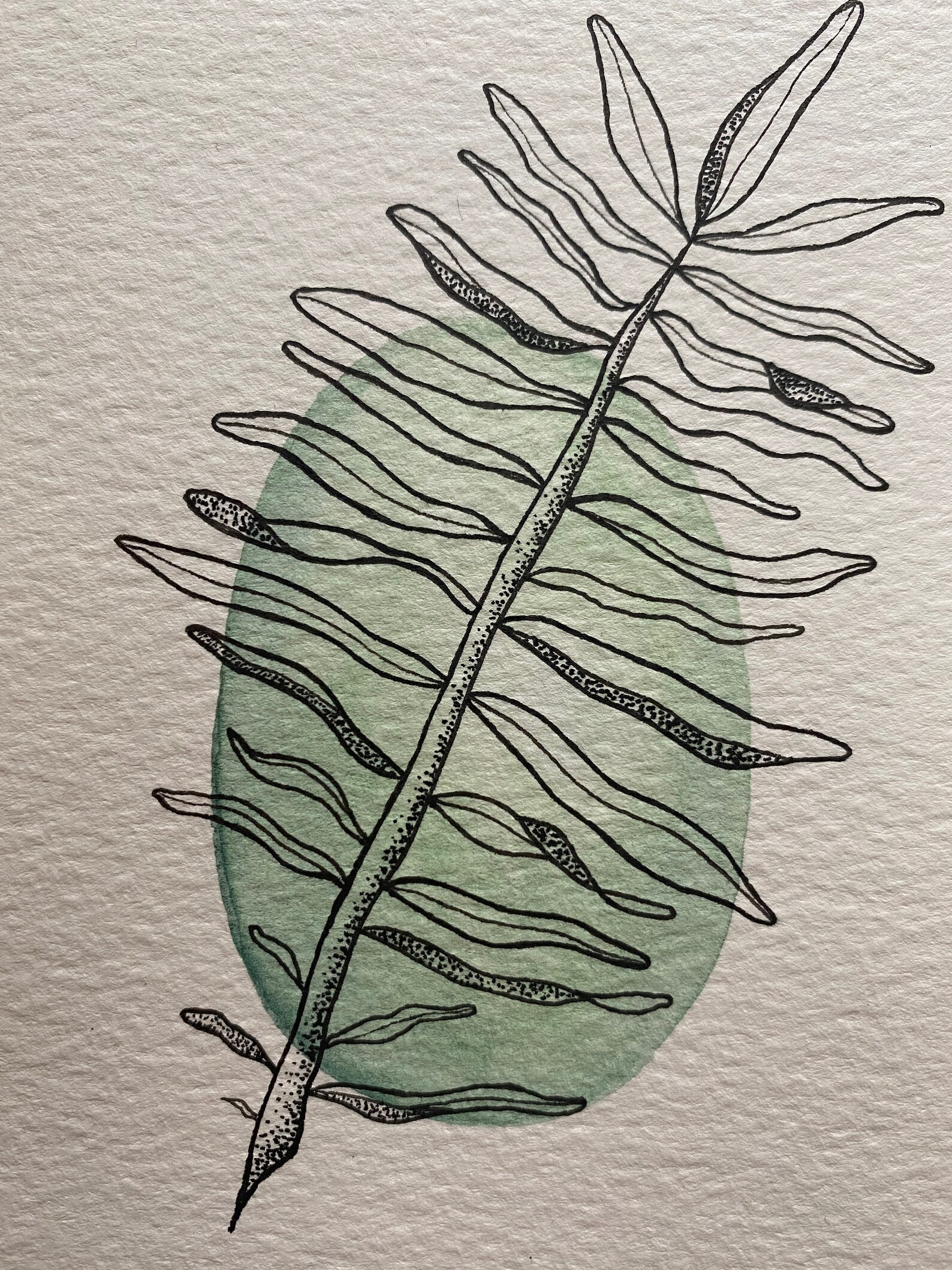 Ink leaf on watercolour background | Etsy