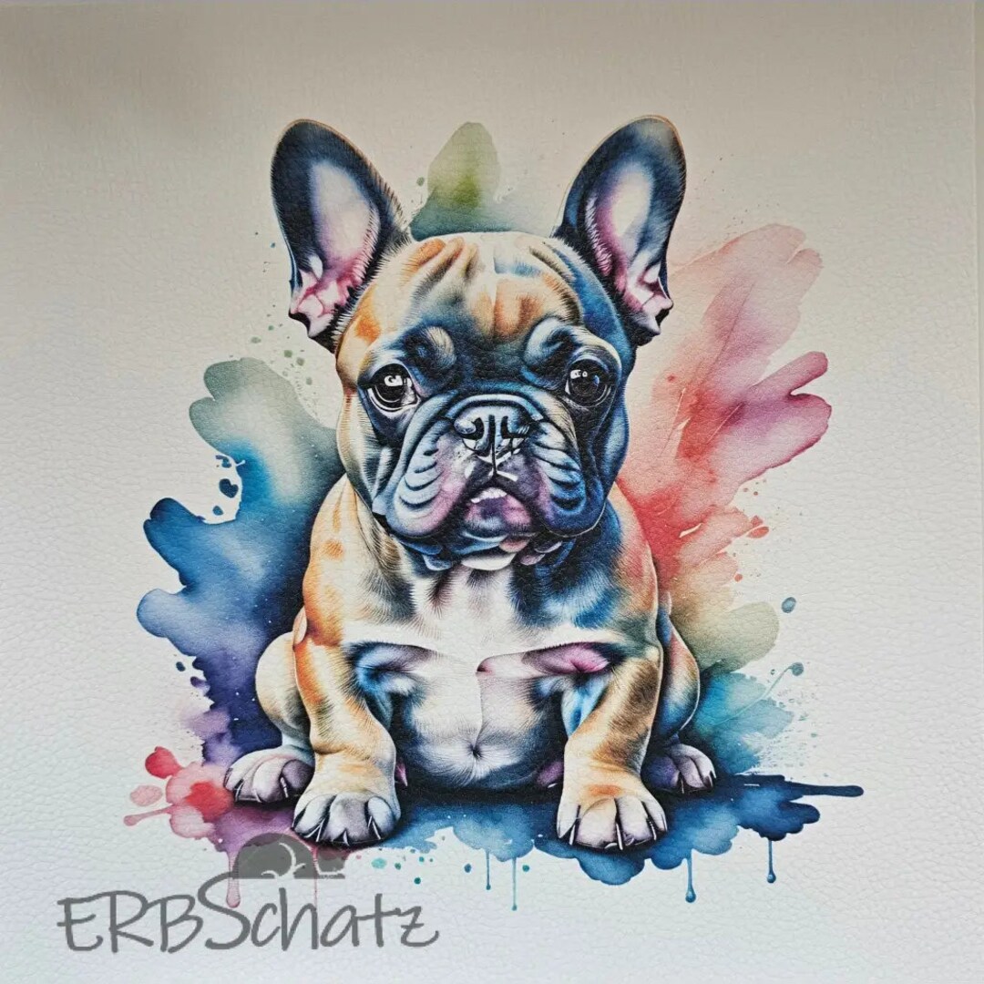 Kunstleder Panel Watercolour Frenchie 30x 30cm - Etsy.de