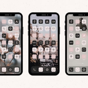 Ios 14 iPhone App Icons | Black & Rose Aesthetic | App Covers | 300 App Icons - Etsy