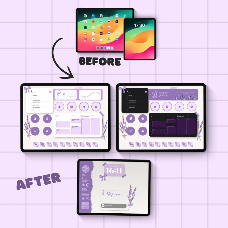 Lavender iPad Theme: Ios 26 App Icons, Widgets, Wallpapers - Etsy