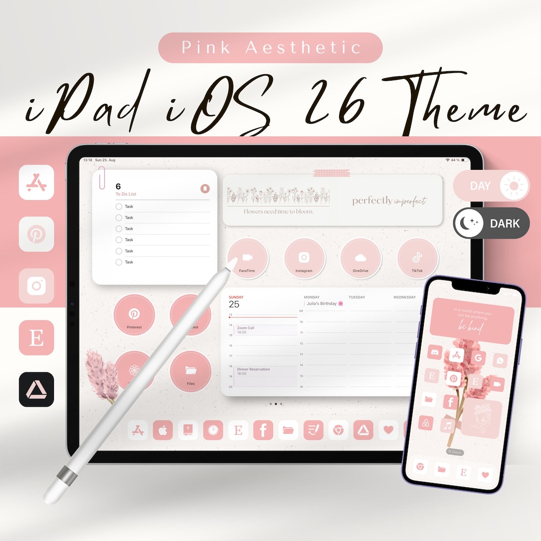 Pink iPad Theme, Ios Icons, Widgets, Wallpaper (digital Download) - Etsy