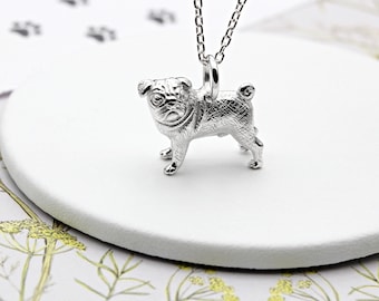 Personalized Pug Necklace 925 Sterling Silver Engraved - Etsy