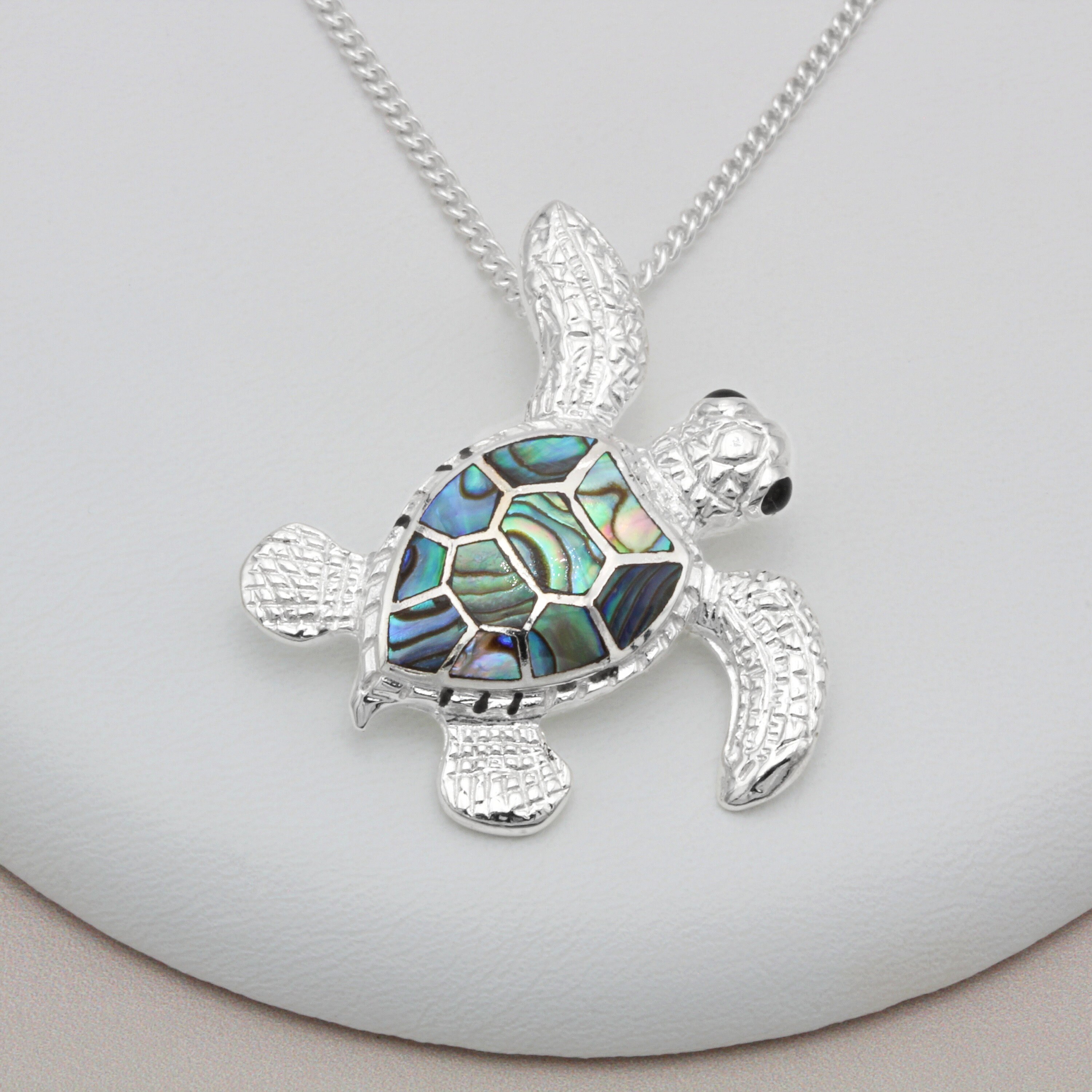 Sterling Silver and Abalone Shell Turtle Necklace - Etsy