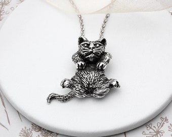 Sterling Silver Cat Necklace | Etsy