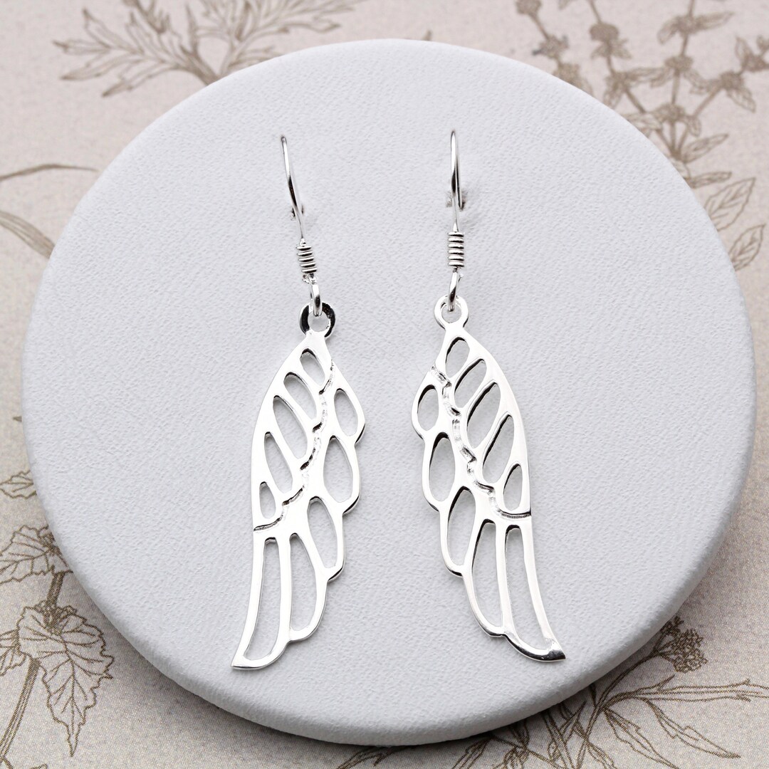 Sterling Silver Angel Wings Drop Earrings (non-returnable) - Etsy
