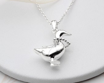 Sterling Silver Goose Necklace - Etsy