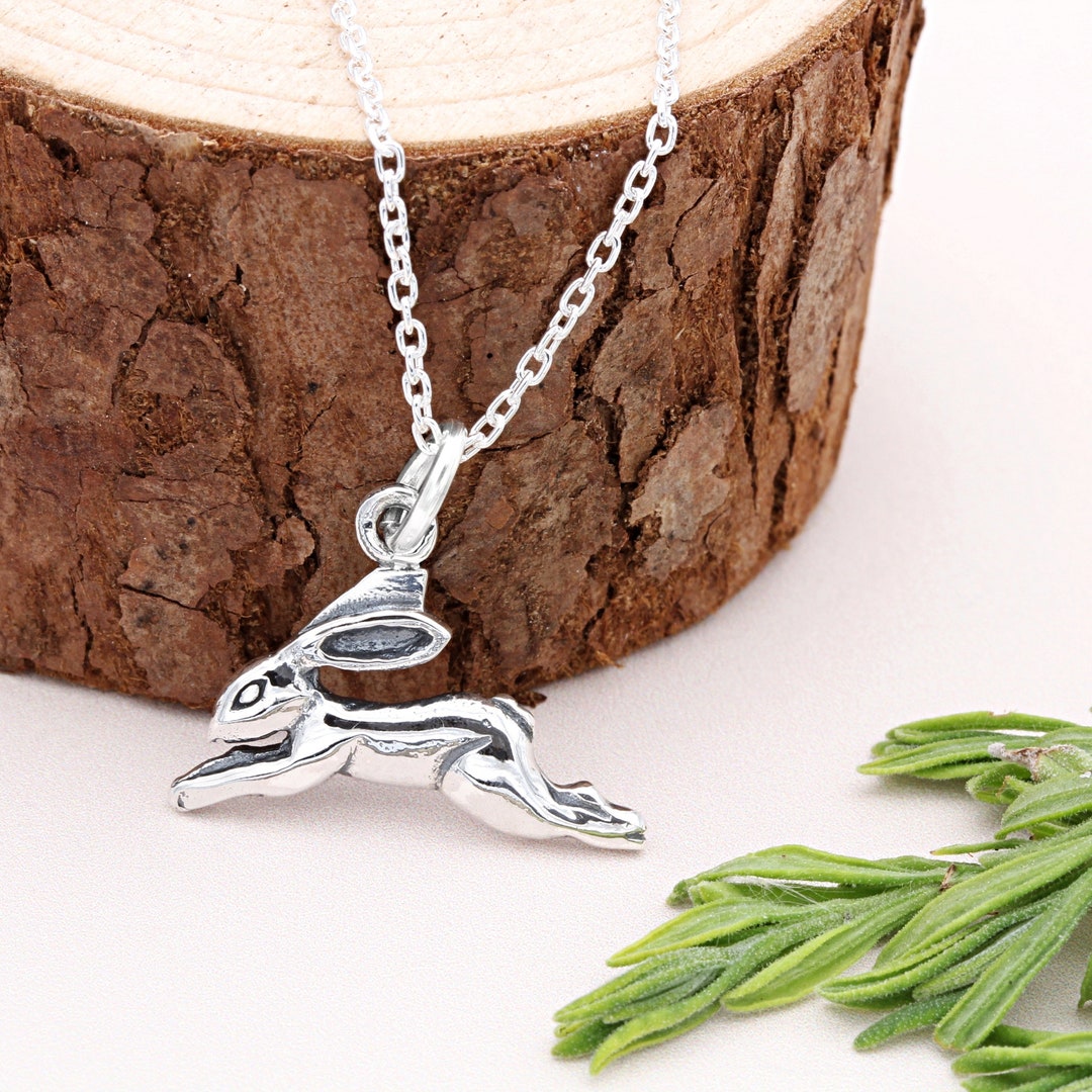 Sterling Silver Leaping Hare Necklace - Etsy