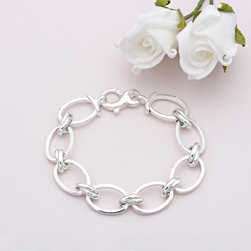 Chunky 925 Sterling Silver Chain Link Bracelet Geometric - Etsy
