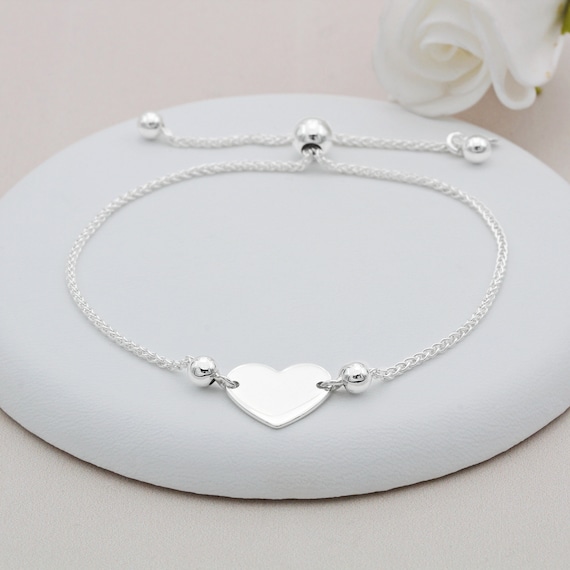 Sterling Silver Heart Slider Bracelet