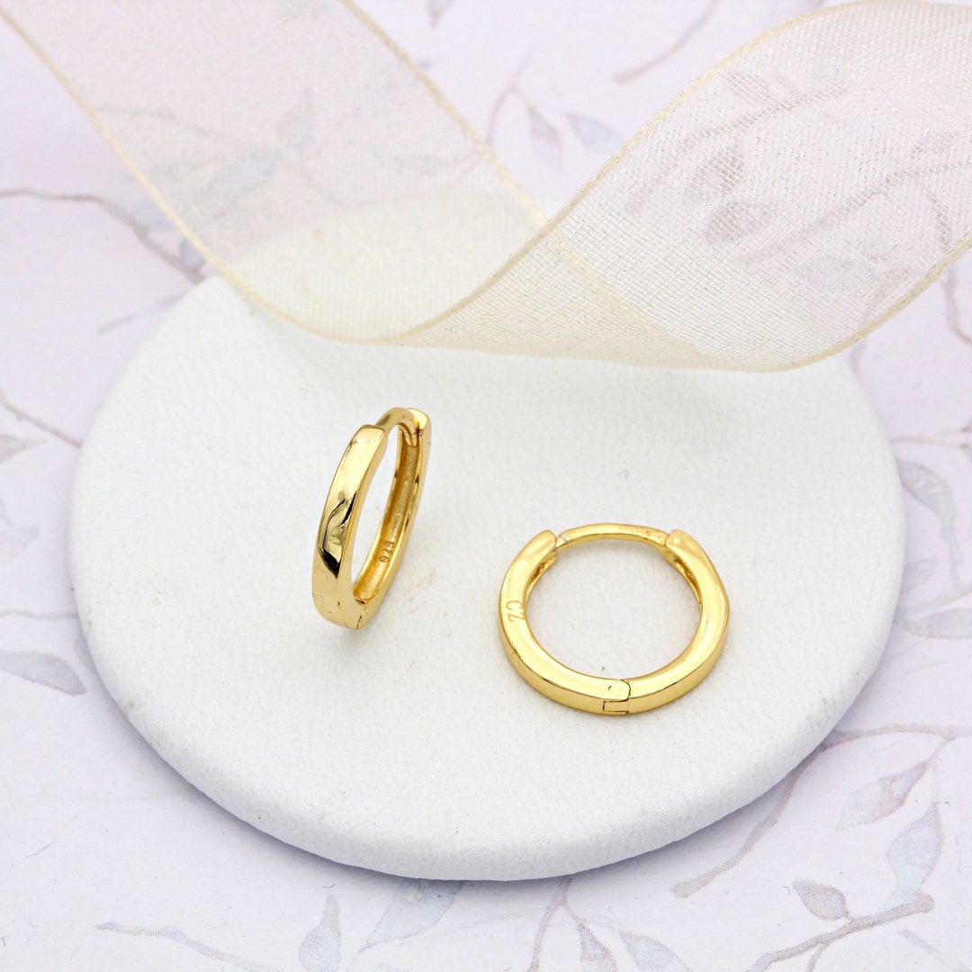 18ct Gold Vermeil Small Plain Hoops - Etsy