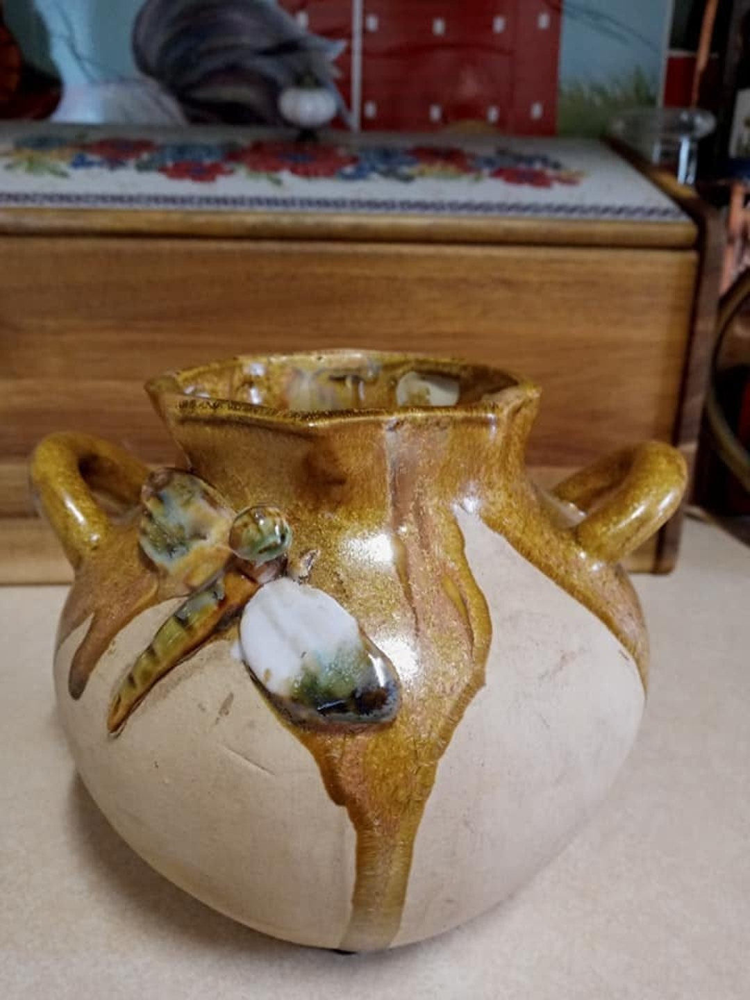 Vintage Studio Art Pottery Dragonfly Pot - Etsy