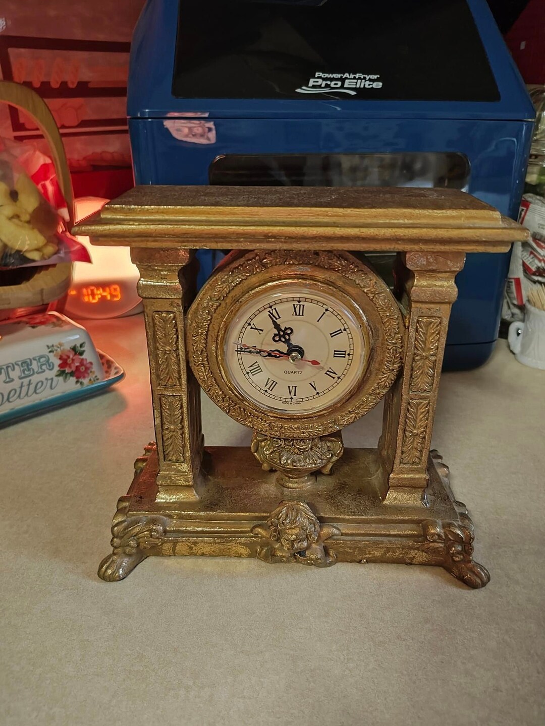 Vintage Baroque Style Quartz Mantle Clock Lions Head From Ginger Rogers ...