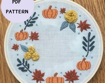 FALL WREATH PDF Hand Embroidery Pattern - Etsy