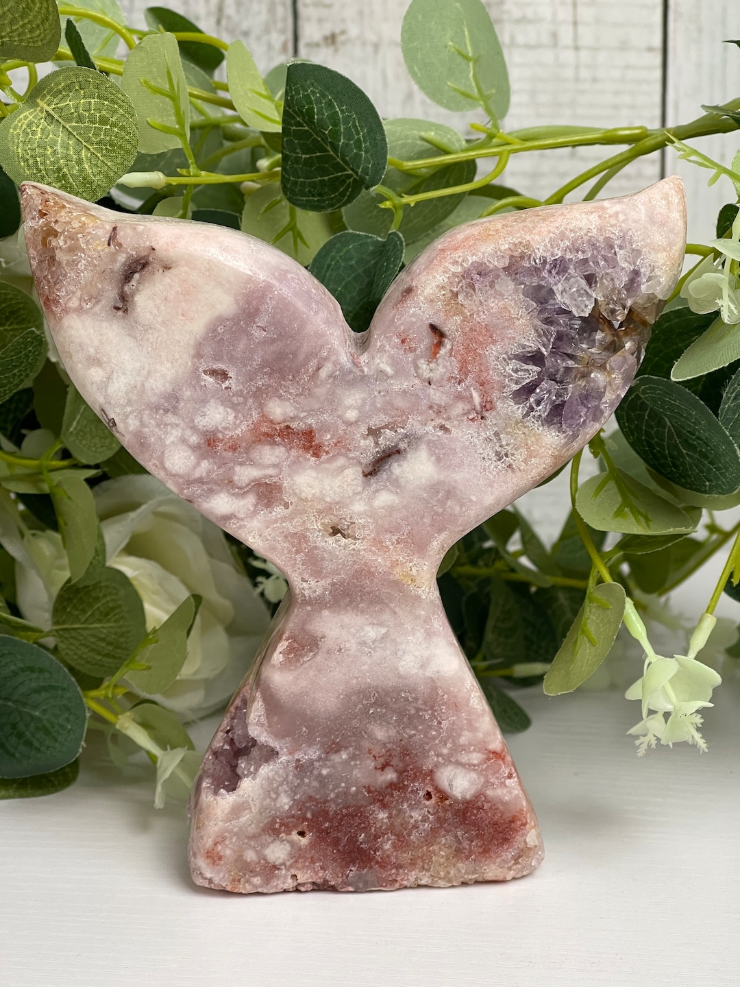 Pink Amethyst Mermaid Tail Dolphin / Whale Tail Druzy Amethyst Crystals ...