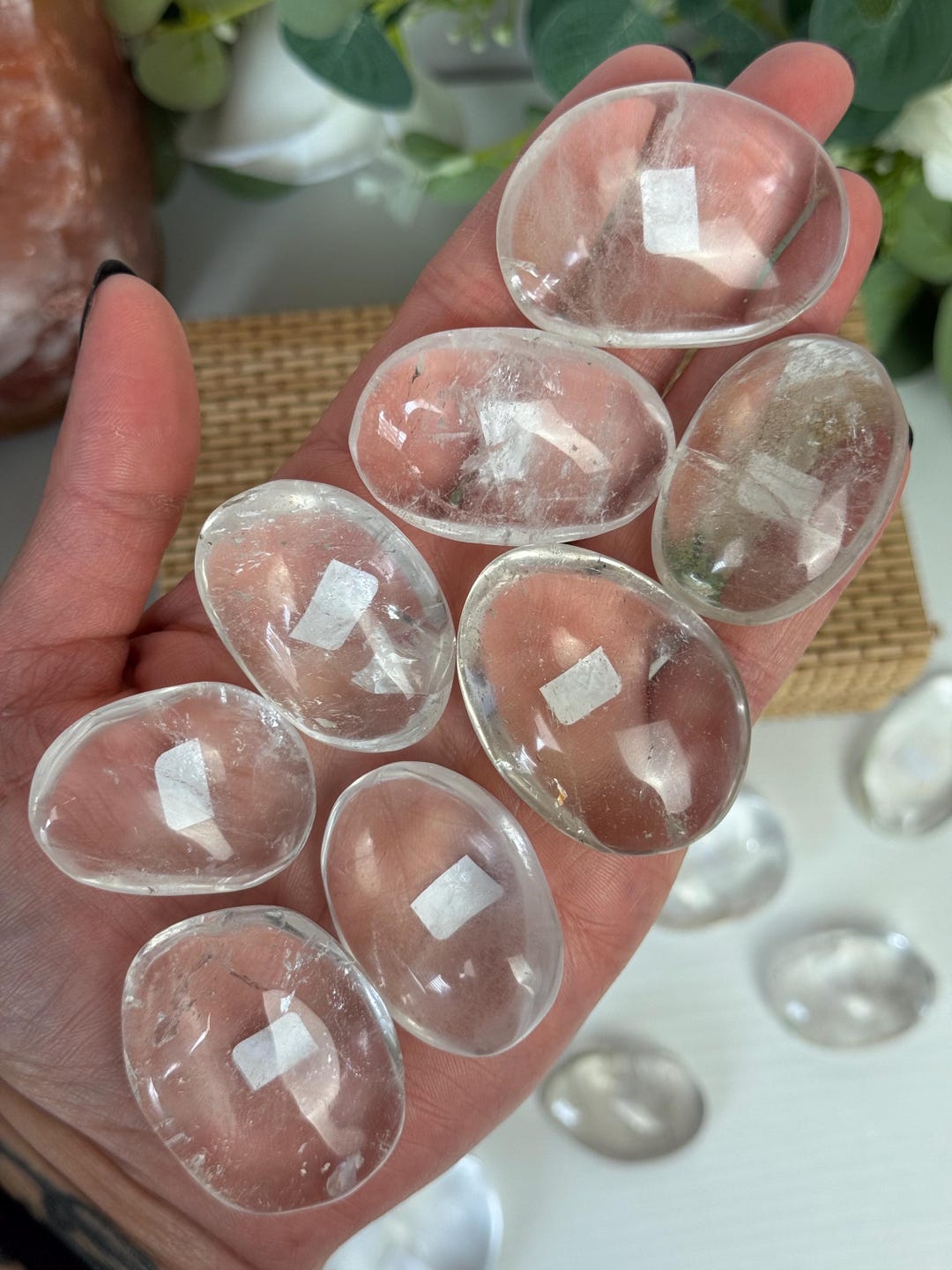 Clear Quartz Palm Stone: Polished Crystal Medallion - Healing Energy - Etsy