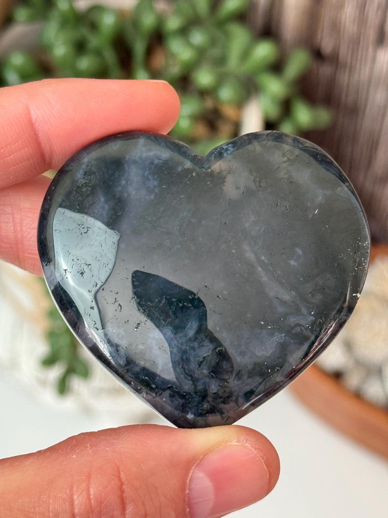Moss Agate Heart Carving | Moss Agate Crystal - Etsy