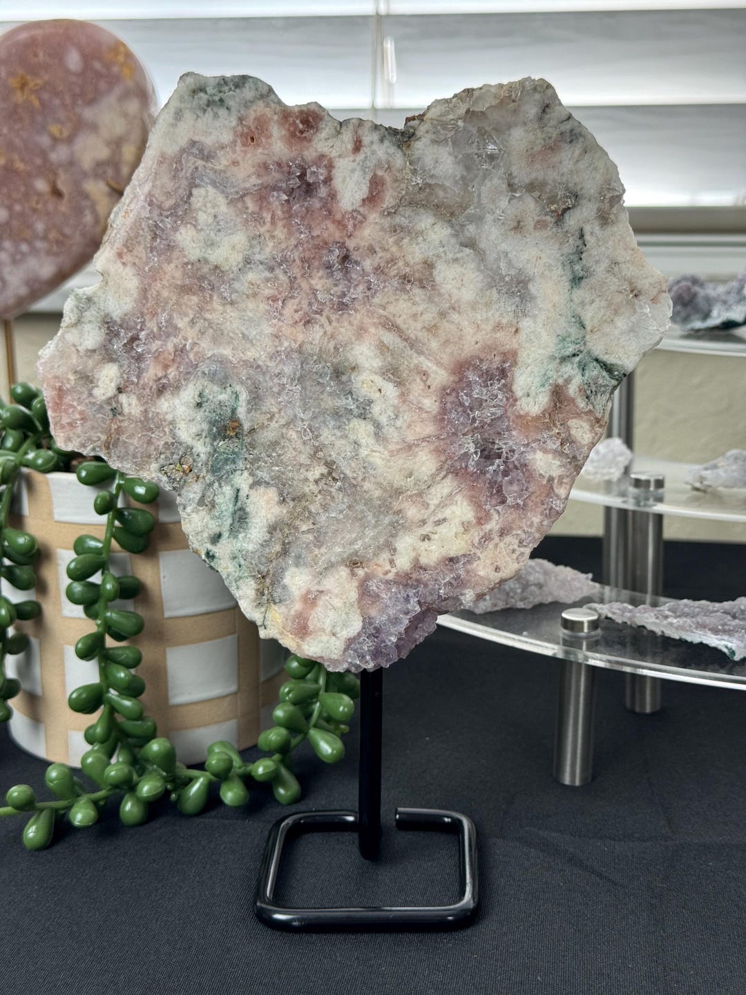Pink Amethyst Slab on Stand Amethyst Slice Crystals and Stones Decor - Etsy