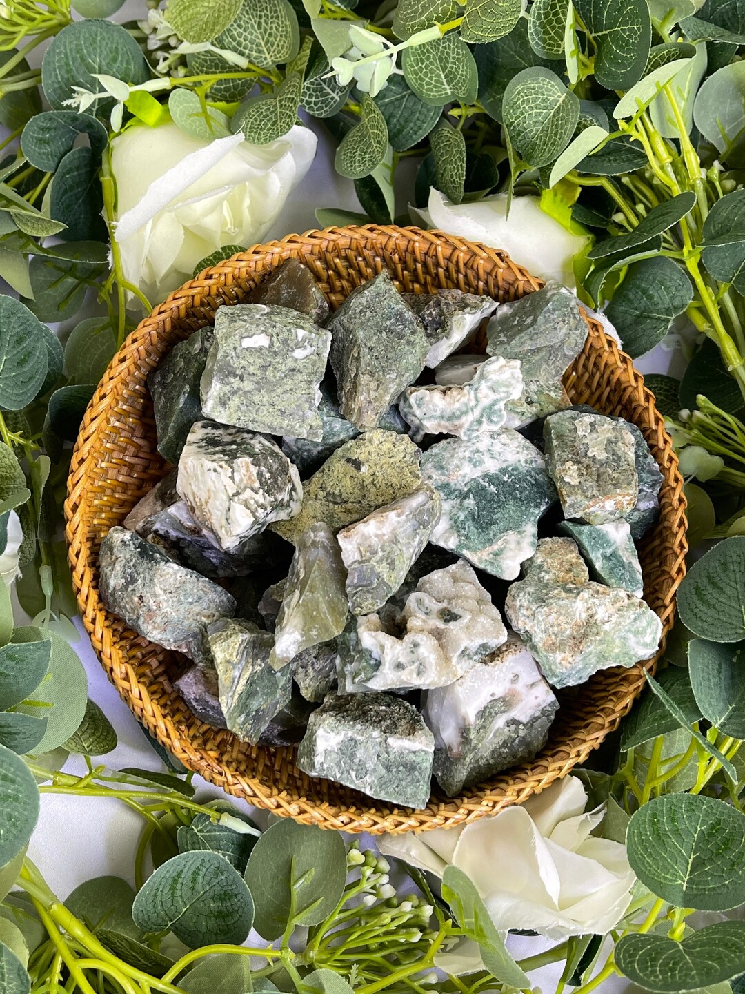 Raw Moss Agate Crystal Chunks: Green Stone for Healing & Altar - Etsy