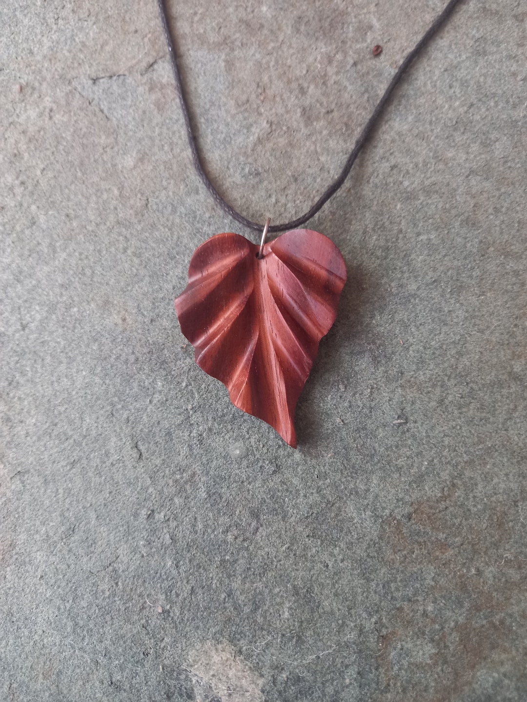Beautifully Handmade Leaf Shaped Pendant Made From Recycled Wood Hung ...